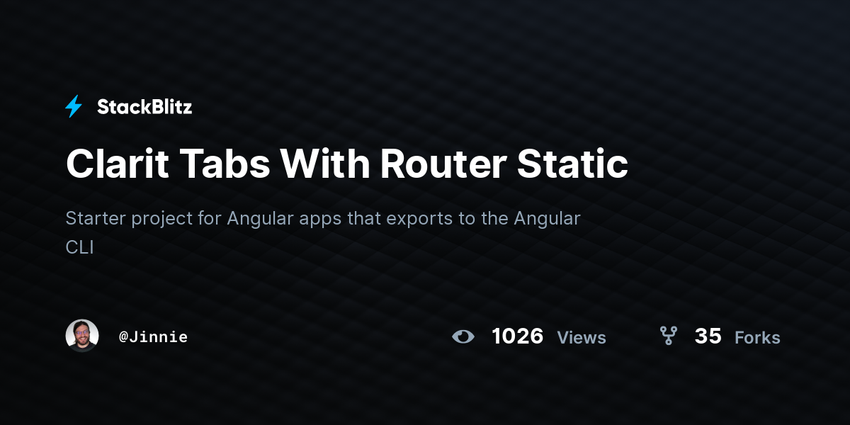 Clarit Tabs With Router Static - StackBlitz