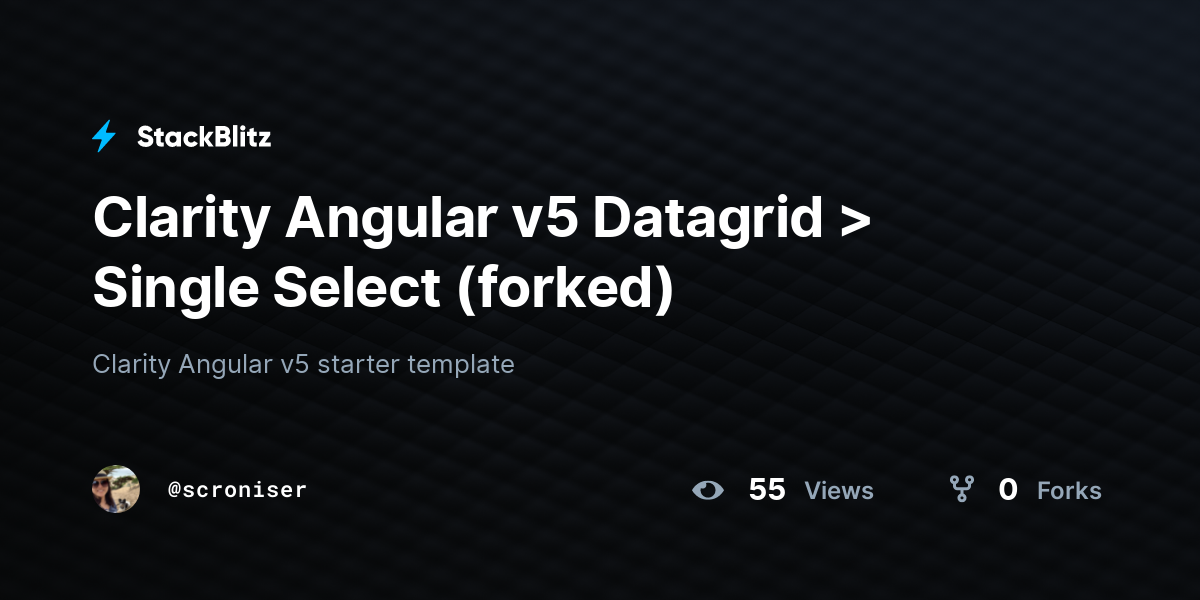 Clarity Angular v5 Datagrid > Single Select (forked) - StackBlitz