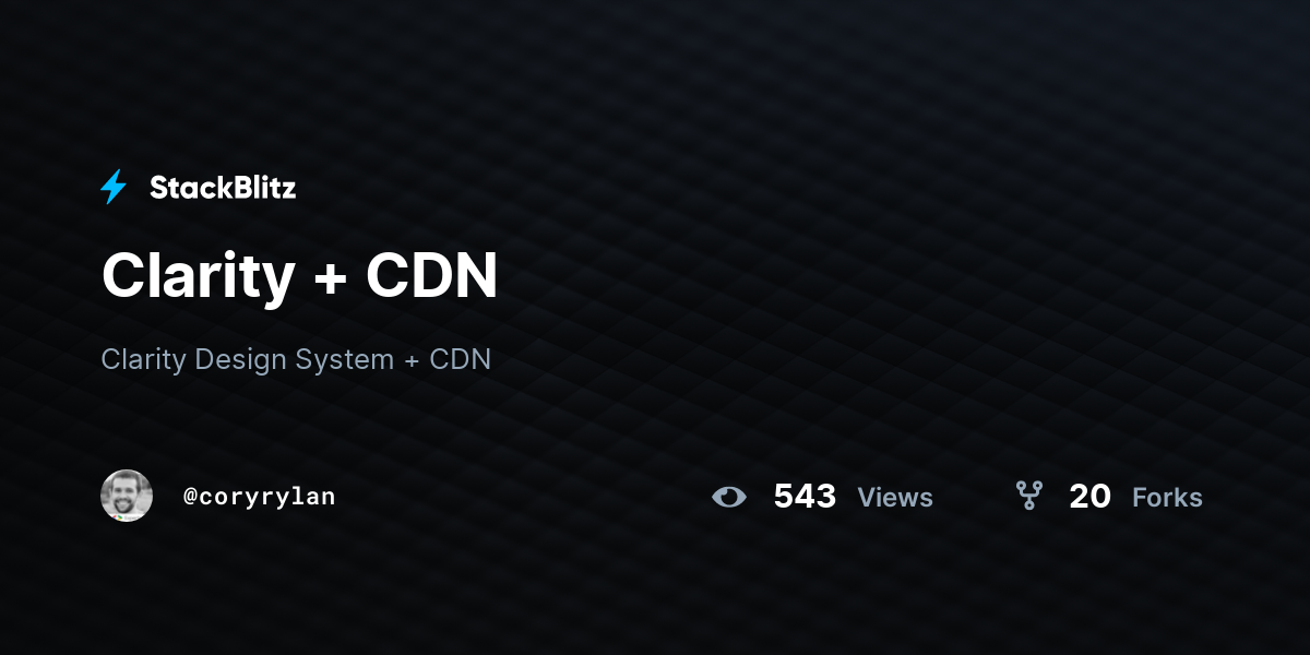 Clarity + CDN - StackBlitz