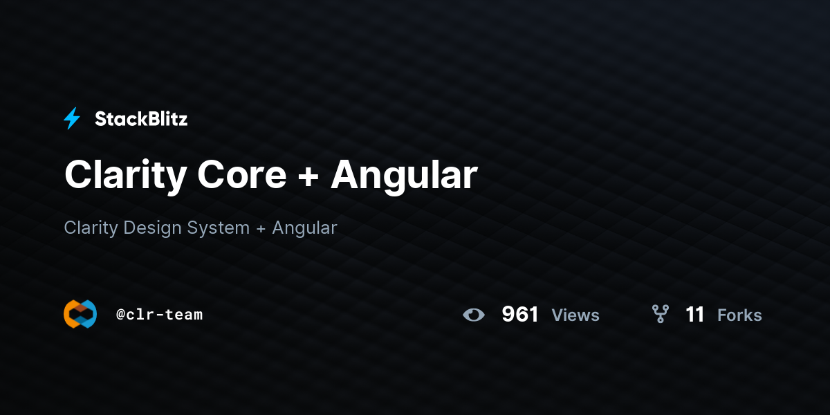Clarity Core + Angular - StackBlitz Clarity Core + Angular - StackBlitz