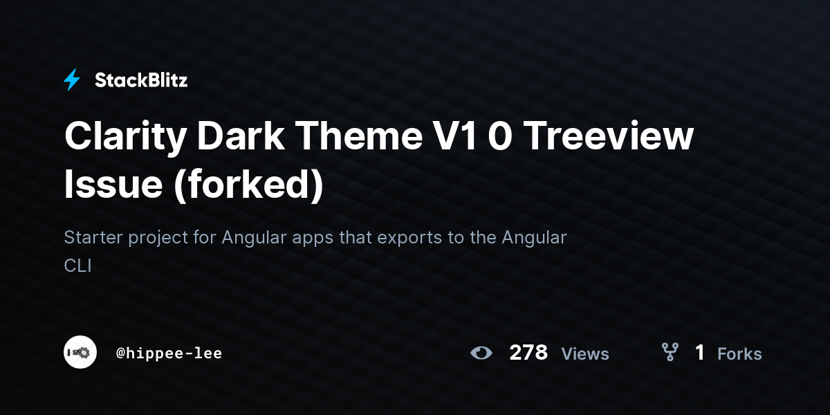 Clarity Dark Theme V1 0 Treeview Issue (forked) - StackBlitz