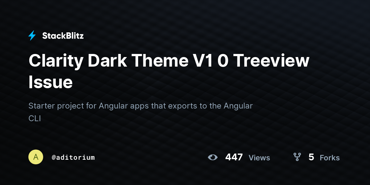 Clarity Dark Theme V1 0 Treeview Issue - StackBlitz