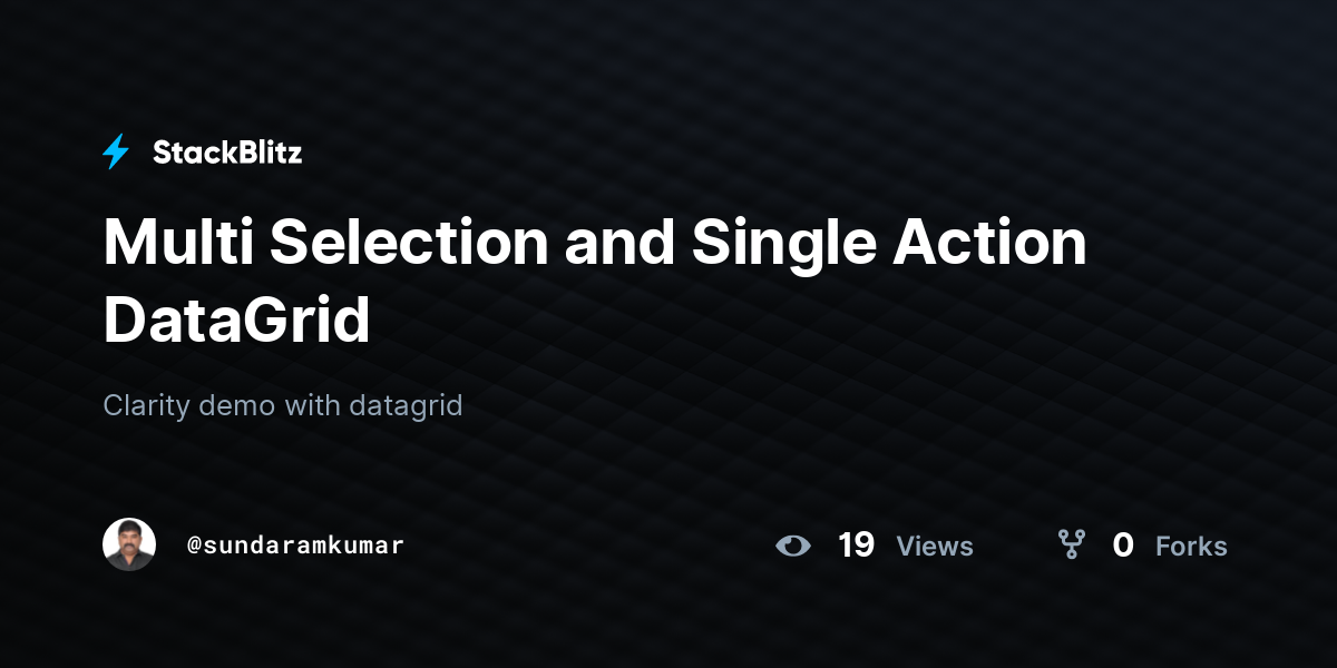 Multi Selection and Single Action DataGrid - StackBlitz Multi Selection and Single Action DataGrid - StackBlitz