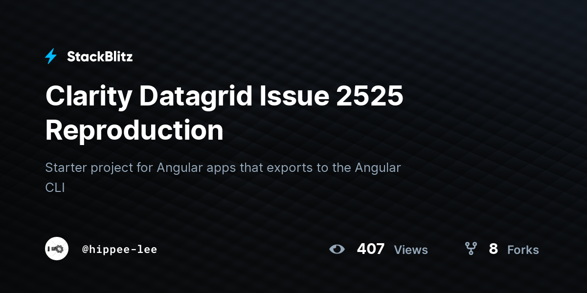 Clarity Datagrid Issue 2525 Reproduction - StackBlitz Clarity Datagrid Issue 2525 Reproduction - StackBlitz