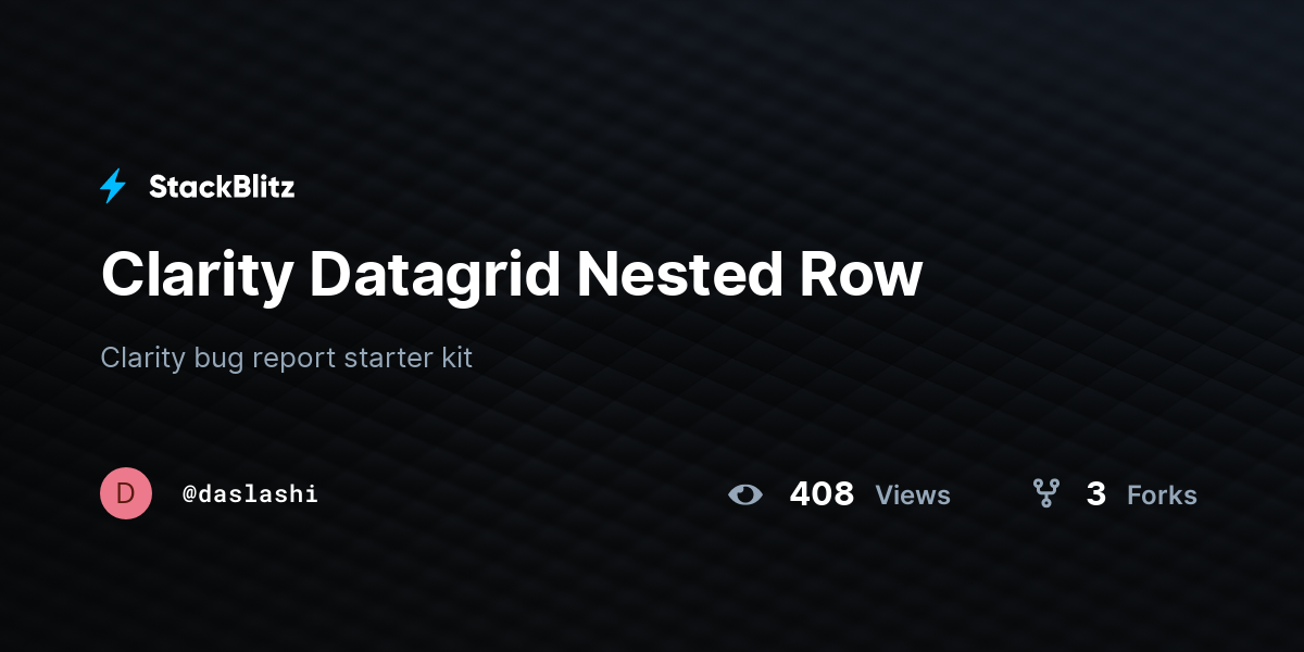 Clarity Datagrid Nested Row - StackBlitz Clarity Datagrid Nested Row - StackBlitz