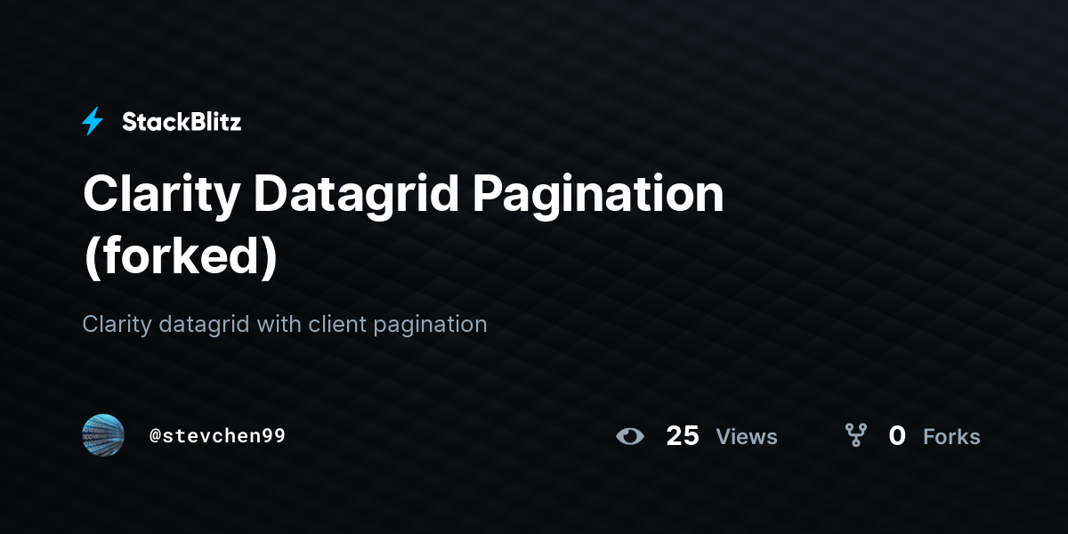 Clarity Datagrid Pagination (forked) - StackBlitz Clarity Datagrid Pagination (forked) - StackBlitz