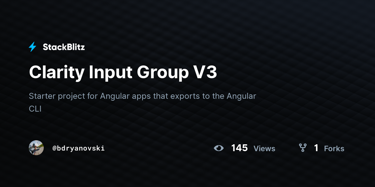 Clarity Input Group V3 - StackBlitz