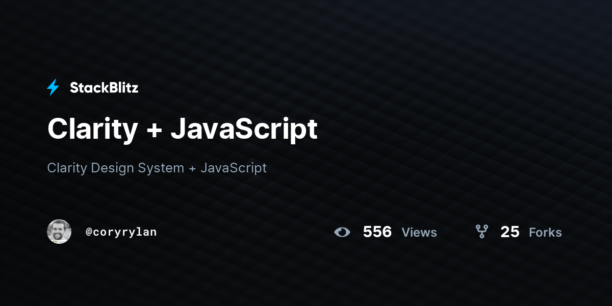 Clarity + JavaScript - StackBlitz