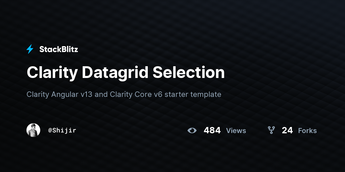 Clarity Datagrid Selection - StackBlitz