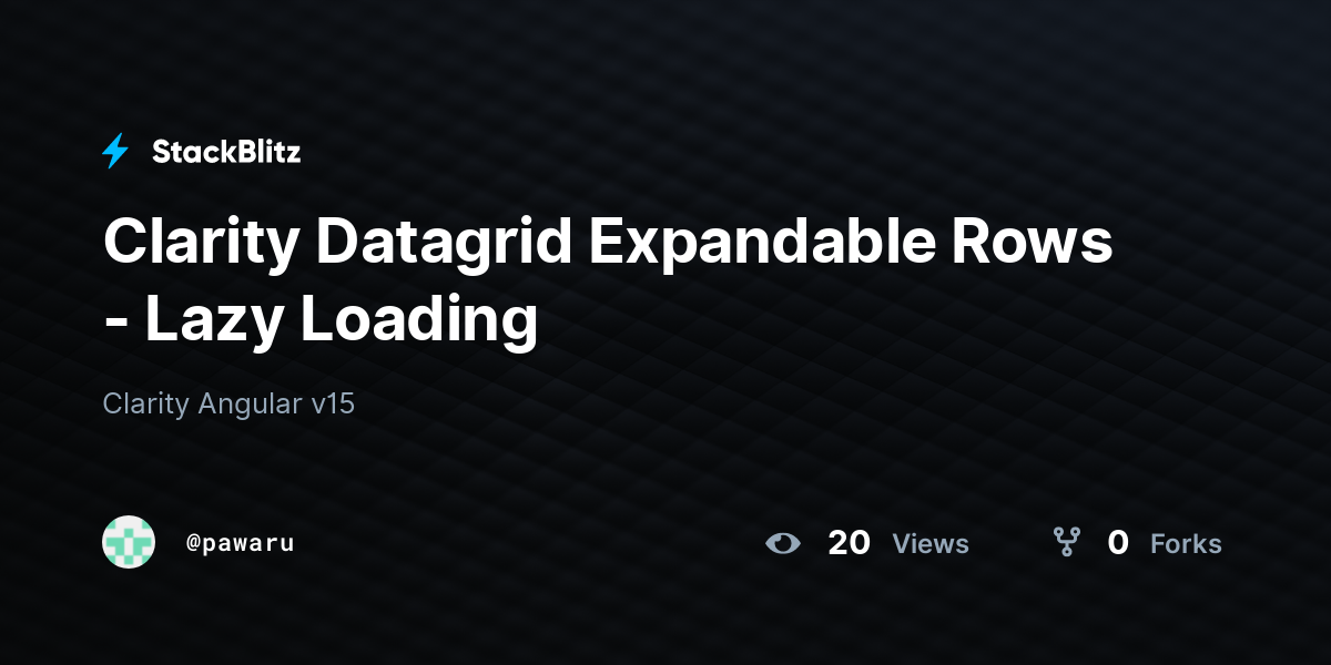 Clarity Datagrid Expandable Rows - Lazy Loading - StackBlitz