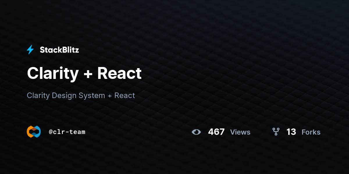 Clarity + React - StackBlitz