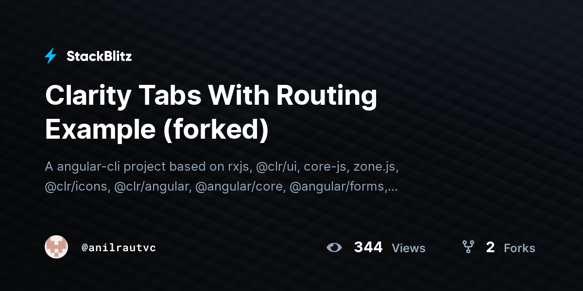 Clarity Tabs With Routing Example (forked) - StackBlitz