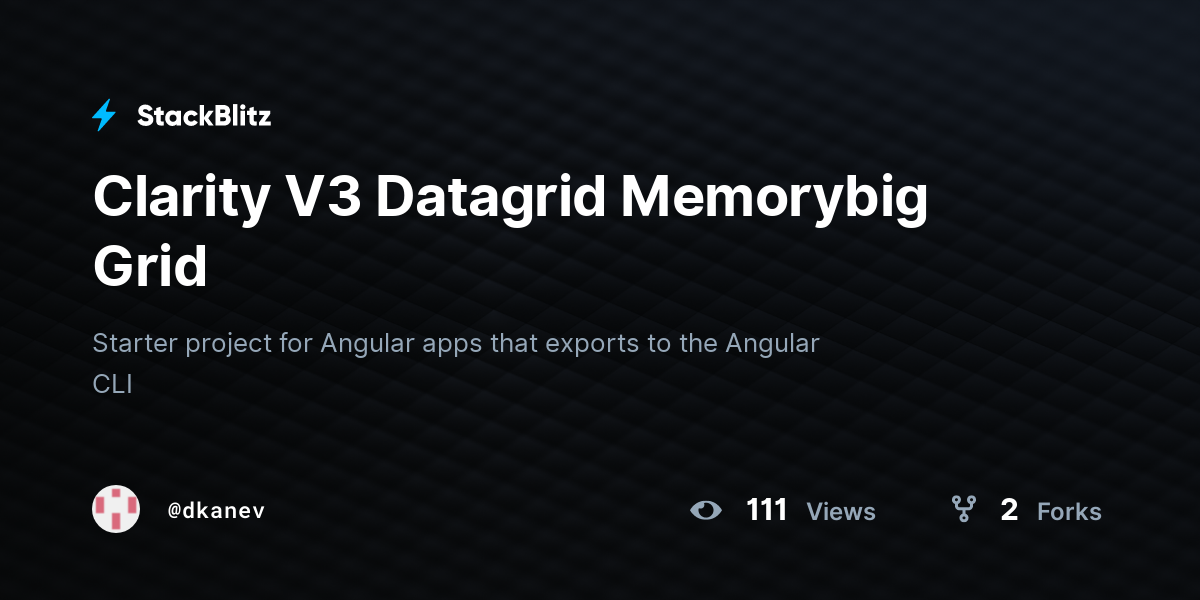 Clarity V3 Datagrid Memorybig Grid - StackBlitz