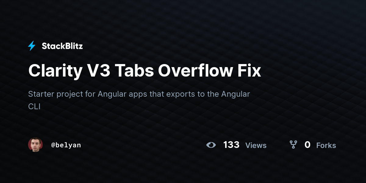 Clarity V3 Tabs Overflow Fix - StackBlitz Clarity V3 Tabs Overflow Fix - StackBlitz