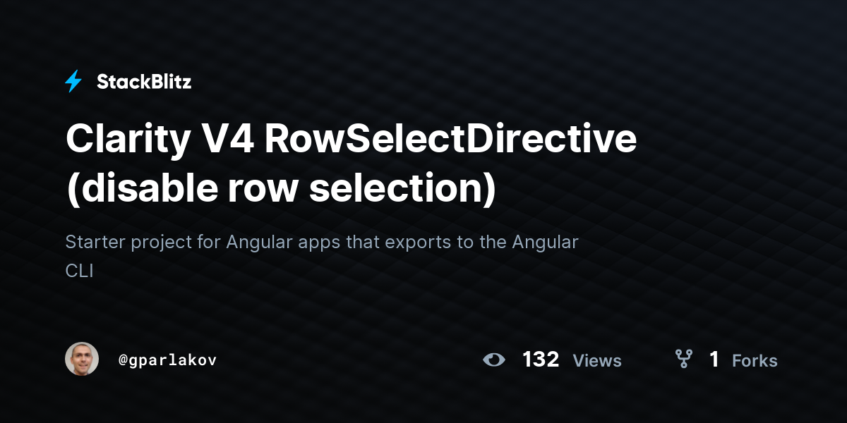 Clarity V4 RowSelectDirective disable Row Selection StackBlitz