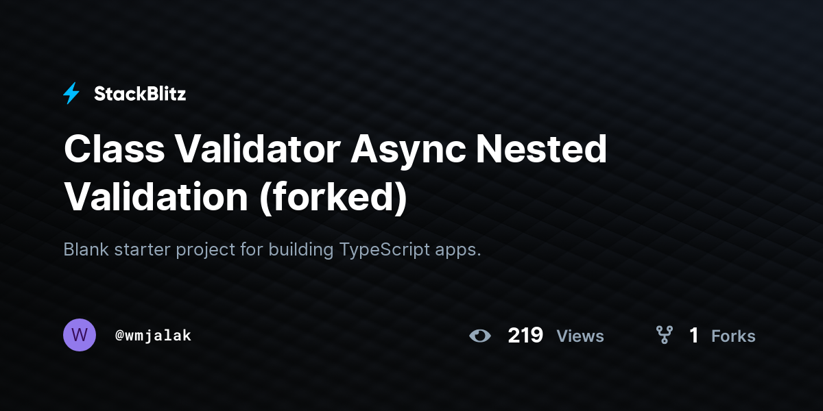 Class Validator Async Nested Validation Forked Stackblitz
