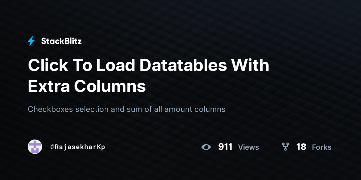 Click To Load Datatables With Extra Columns - StackBlitz