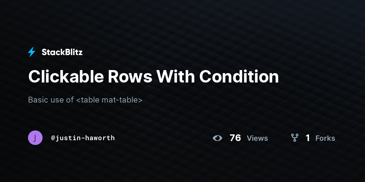 Clickable Rows With Condition - StackBlitz