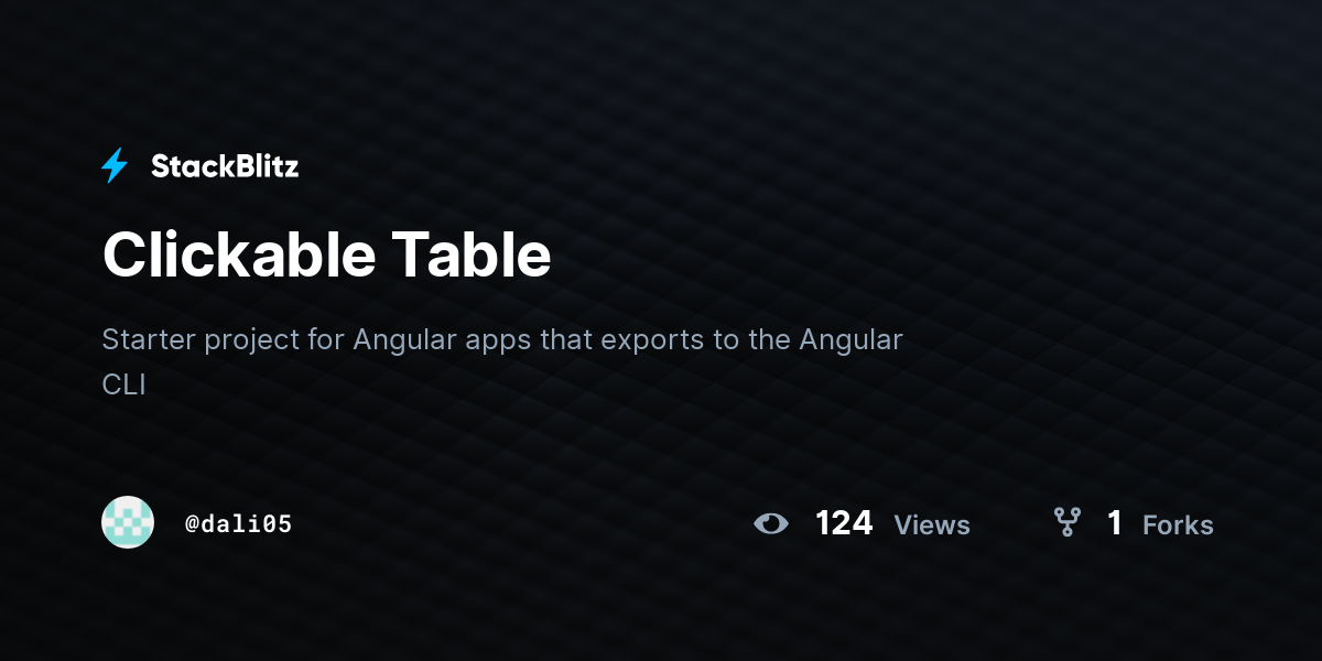 Clickable Table - StackBlitz