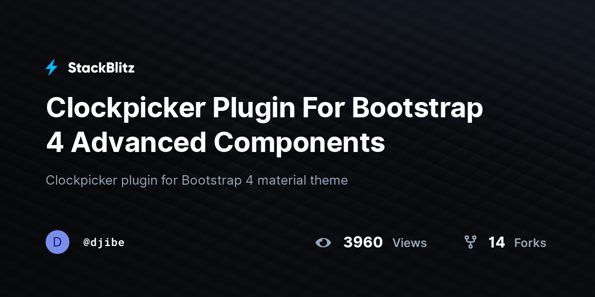 Clockpicker Plugin For Bootstrap 4 Advanced Components - StackBlitz