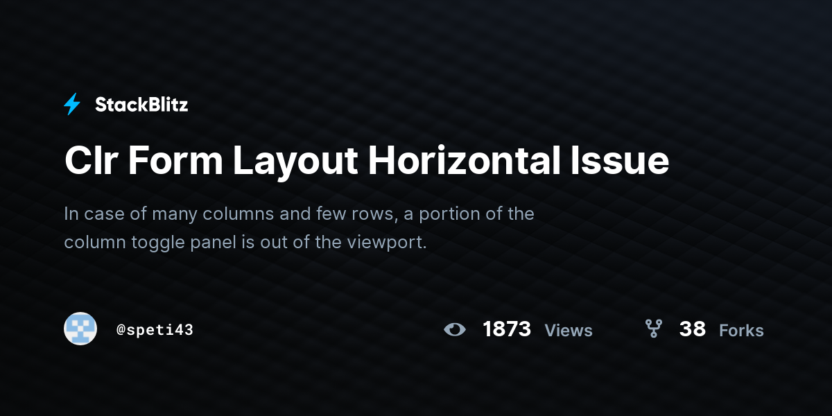 Clr Form Layout Horizontal Issue - StackBlitz