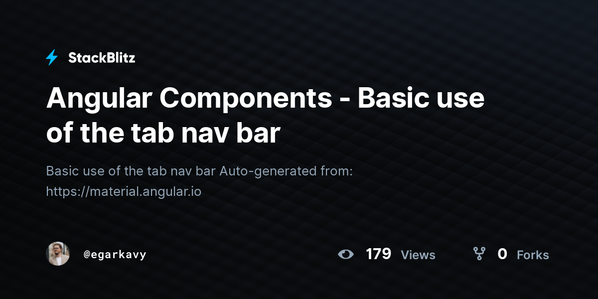Angular Components - Basic use of the tab nav bar - StackBlitz