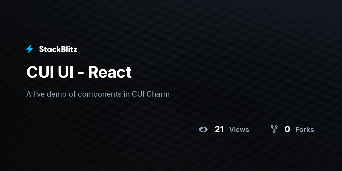 CUI UI - React - StackBlitz