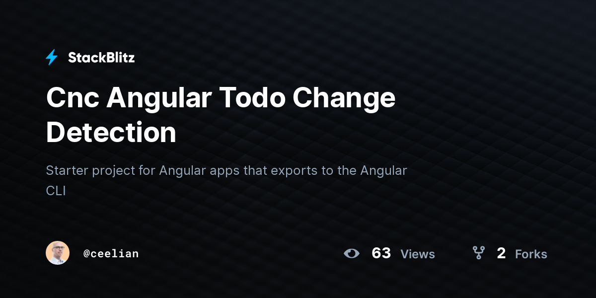 Cnc Angular Todo Change Detection - StackBlitz