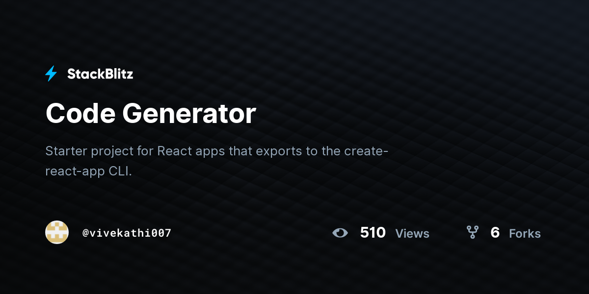 Code Generator - StackBlitz