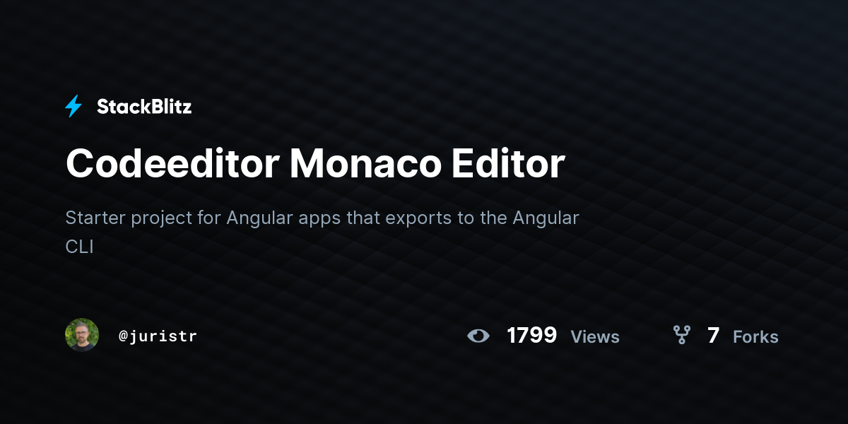 Codeeditor Monaco Editor - StackBlitz
