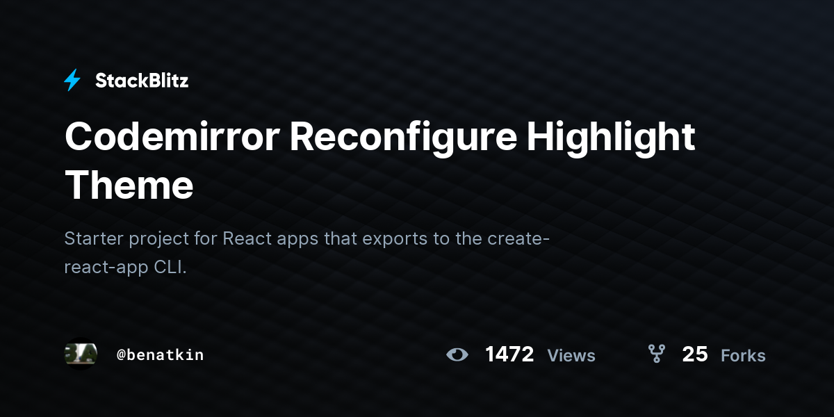 Codemirror Reconfigure Highlight Theme - StackBlitz