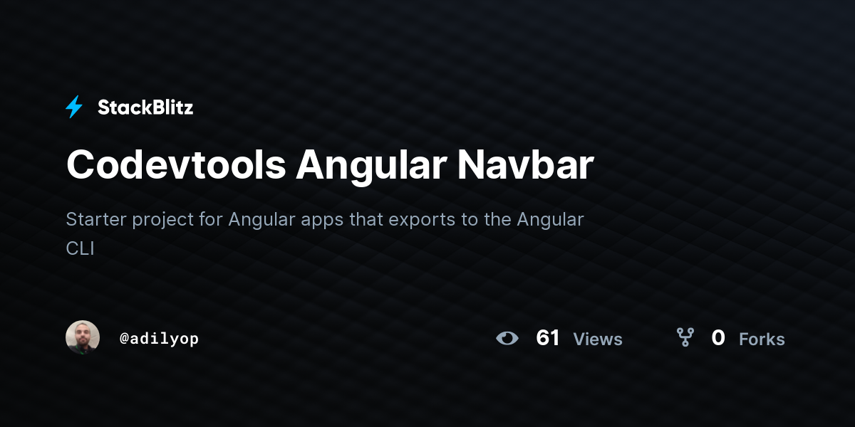 Codevtools Angular Navbar - StackBlitz