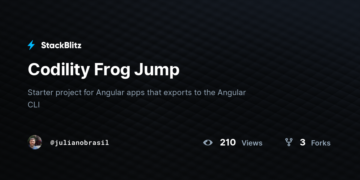 Codility Frog Jump - StackBlitz Codility Frog Jump - StackBlitz