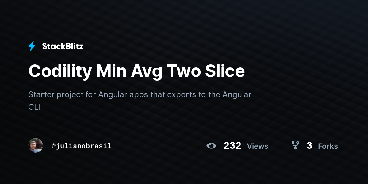 Codility Min Avg Two Slice Stackblitz