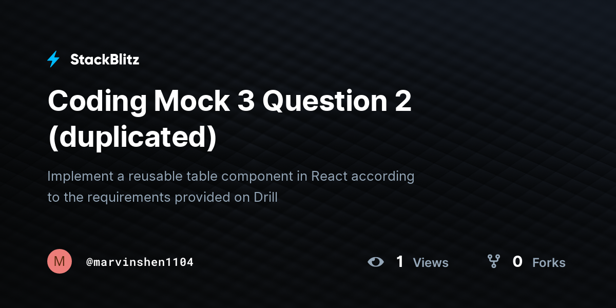 Coding Mock 3 Question 2 (duplicated) - StackBlitz