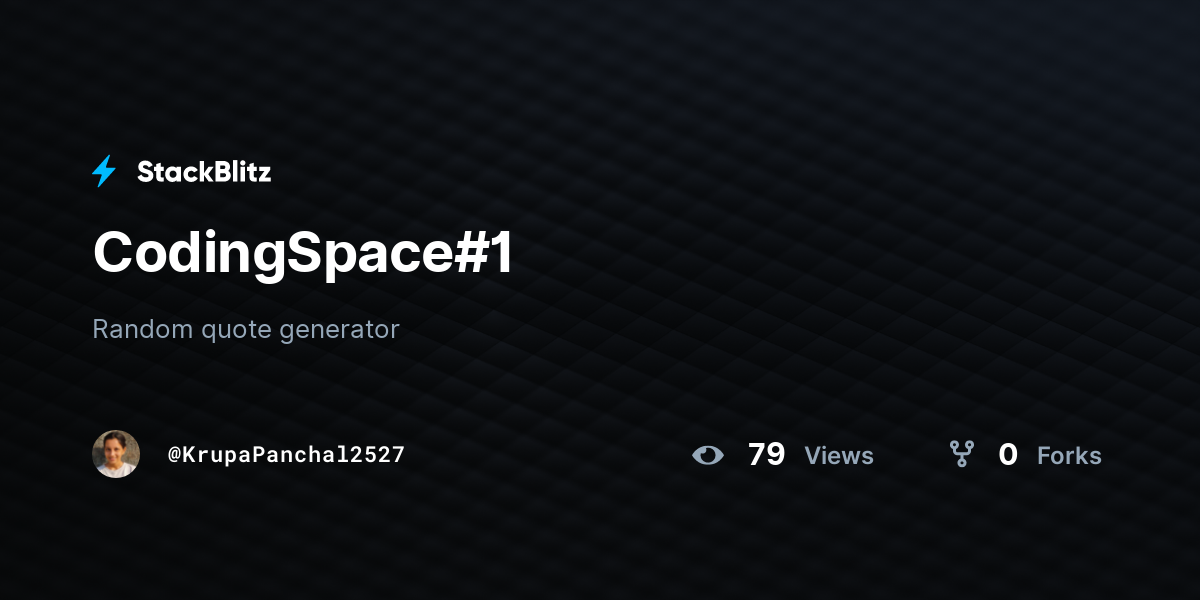 CodingSpace#1 - StackBlitz