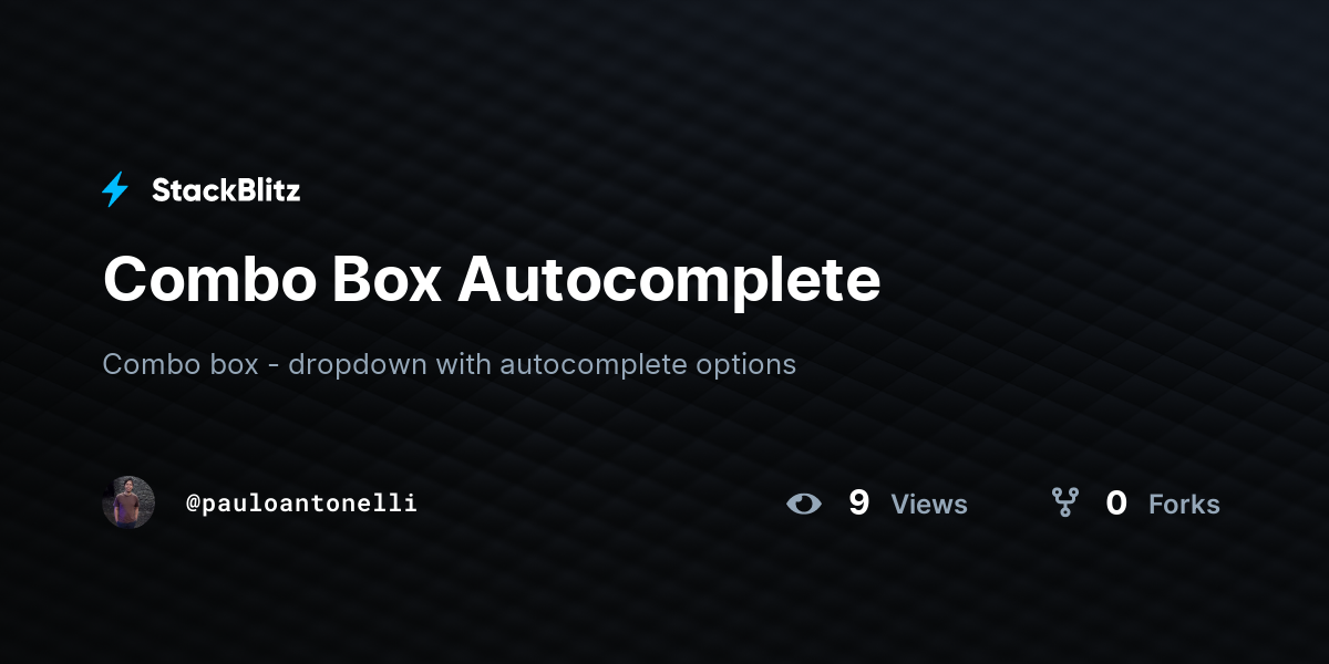 Combo Box Autocomplete - StackBlitz