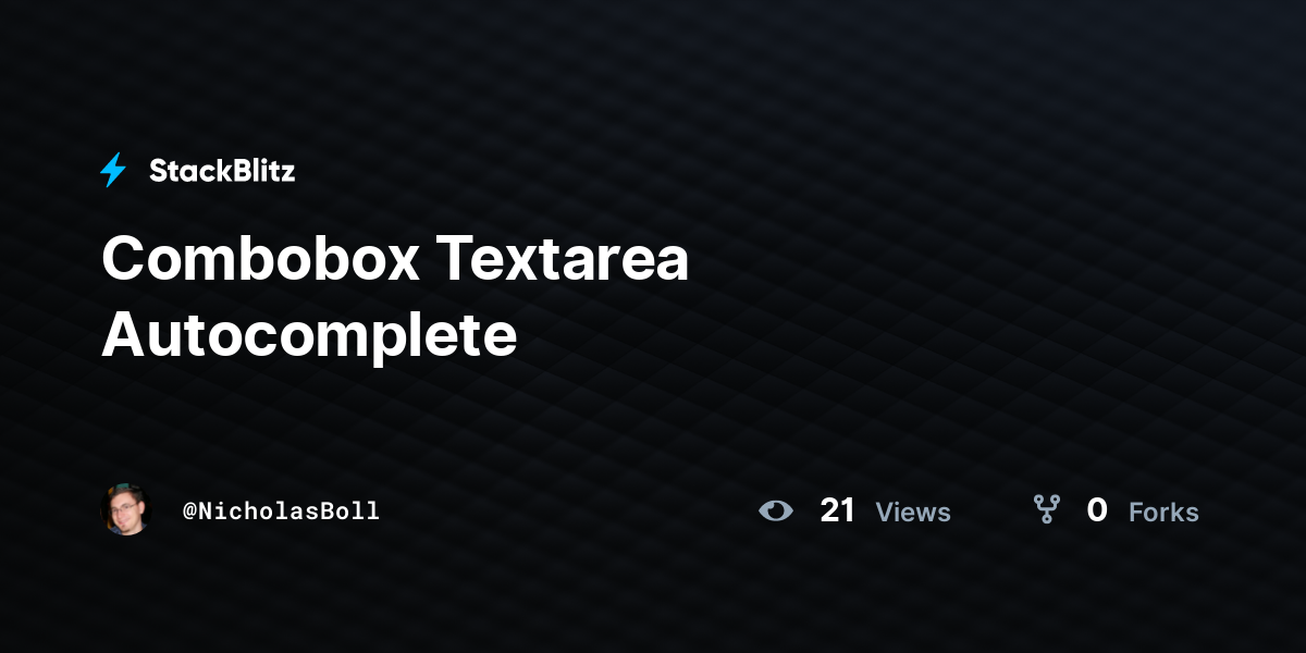 Combobox Textarea Autocomplete - StackBlitz