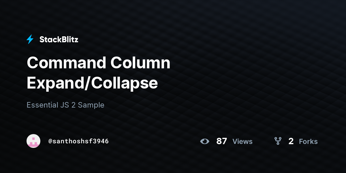 Command Column Expand/Collapse - StackBlitz