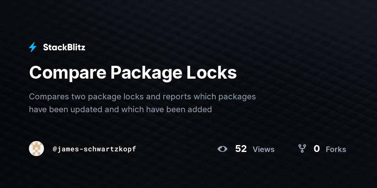 Compare Package Locks - StackBlitz