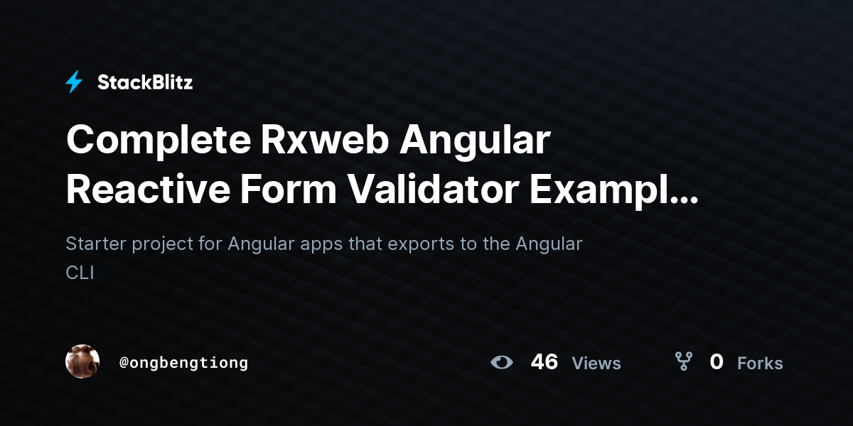 Complete Rxweb Angular Reactive Form Validator Example Forked Stackblitz