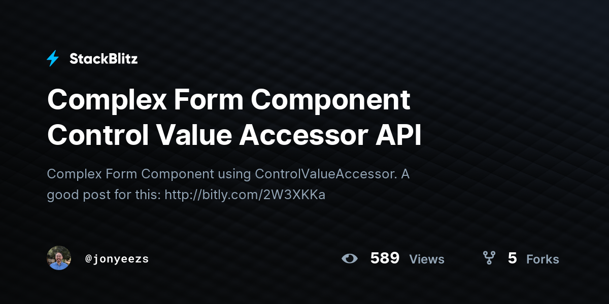 Complex Form Component Control Value Accessor API - StackBlitz