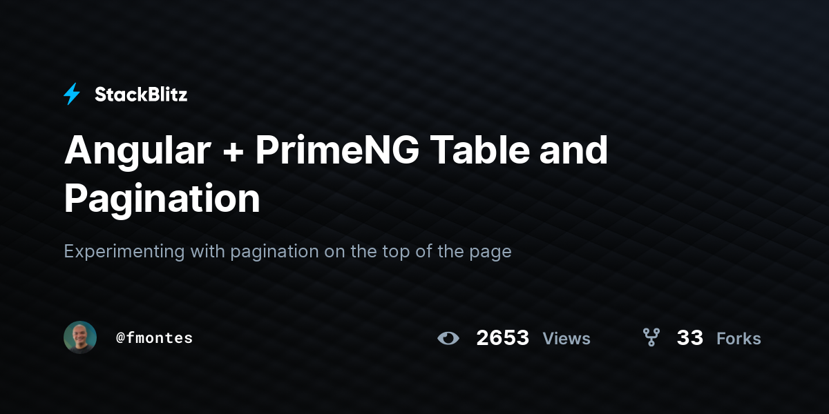 Angular + PrimeNG Table and Pagination - StackBlitz