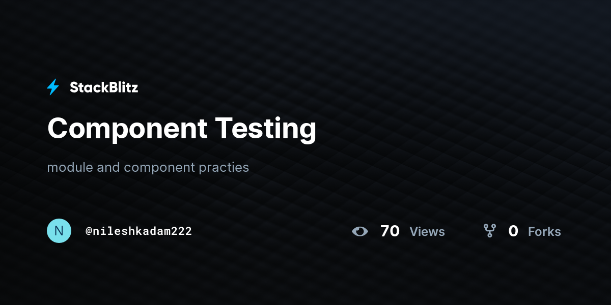 Component Testing - StackBlitz