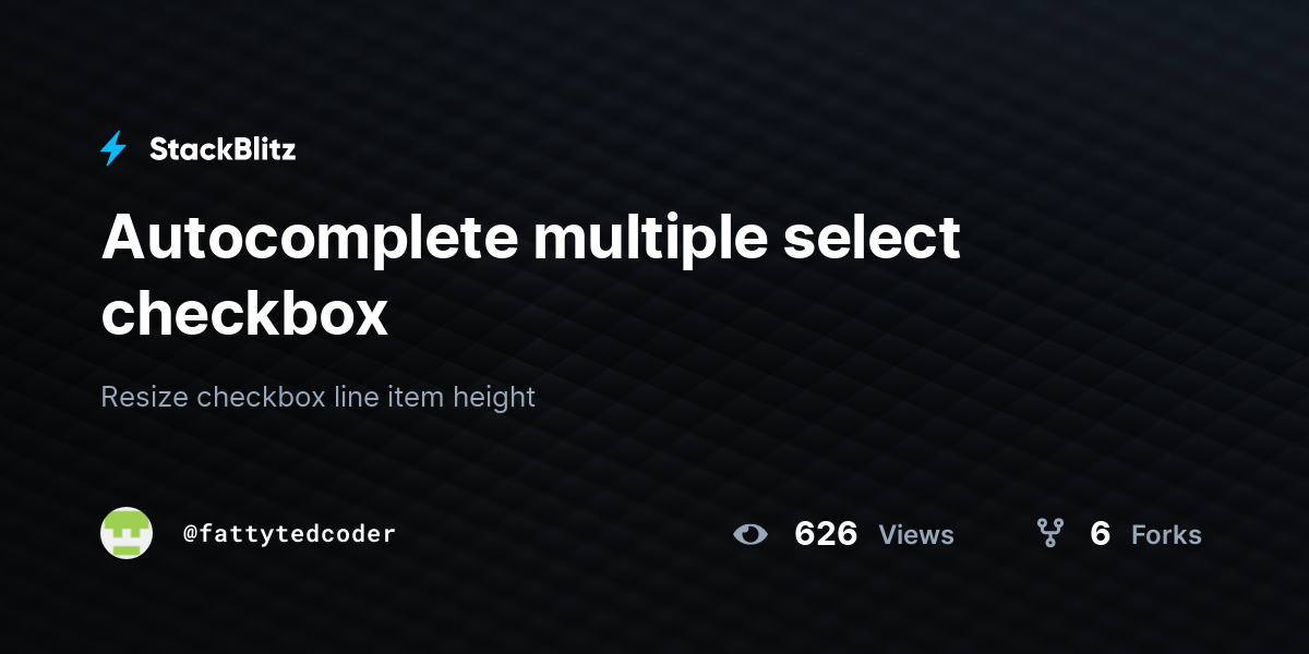 Autocomplete multiple select checkbox - StackBlitz