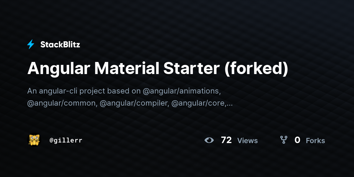 Angular Material Starter (forked) - StackBlitz