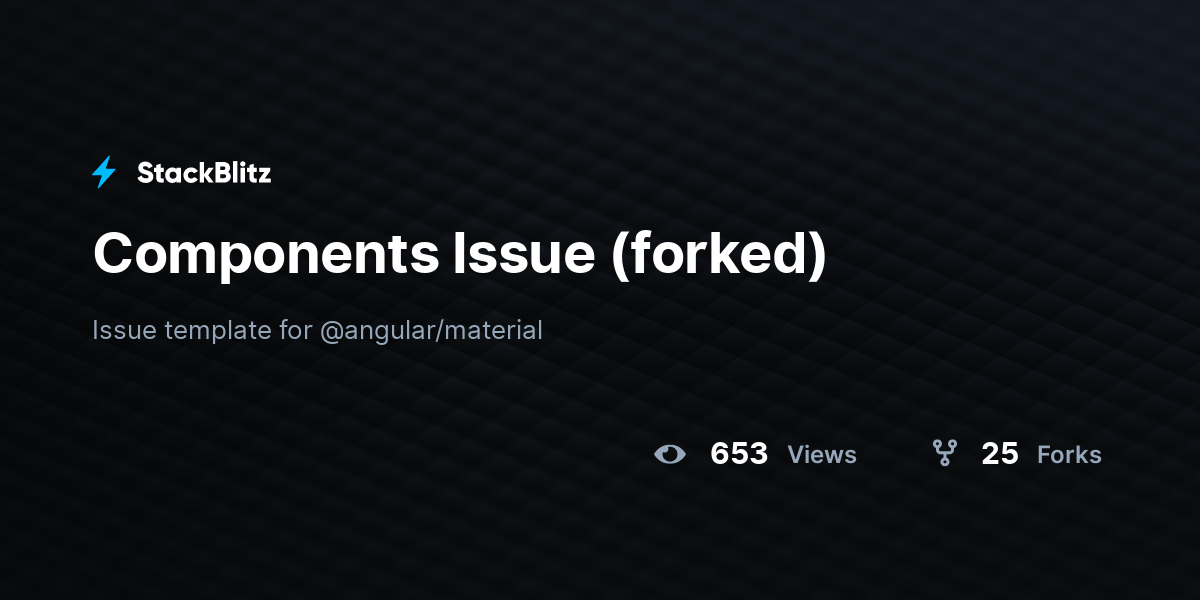 Components Issue (forked) - StackBlitz