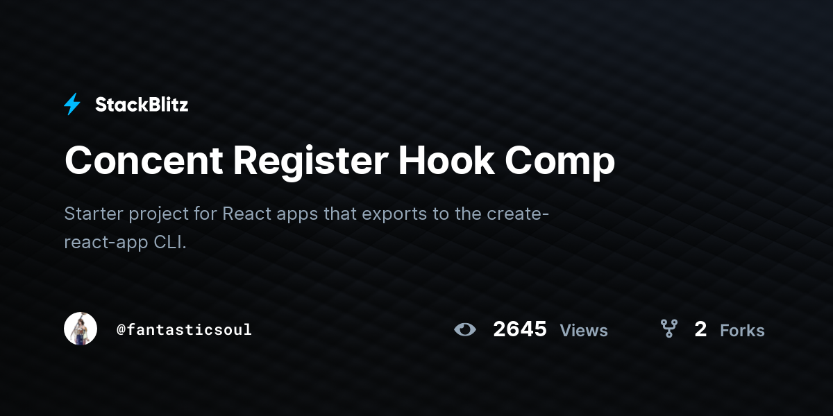 Concent Register Hook Comp - StackBlitz