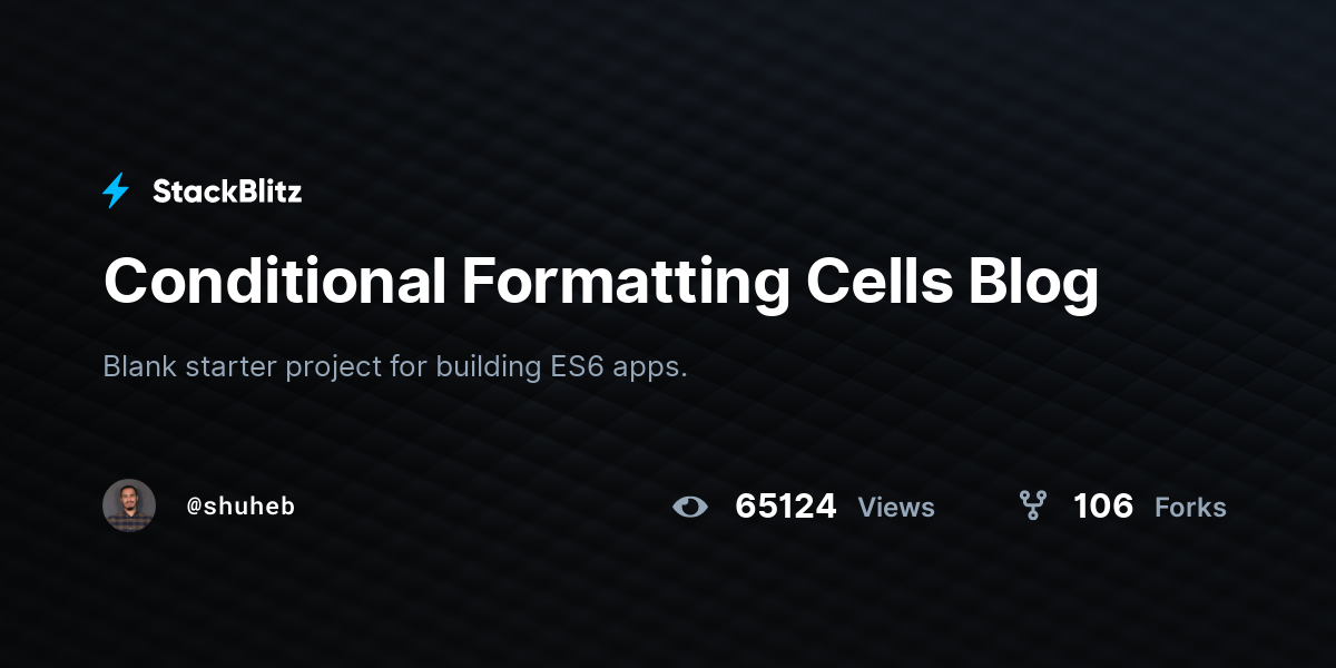 Conditional Formatting Cells Blog - StackBlitz