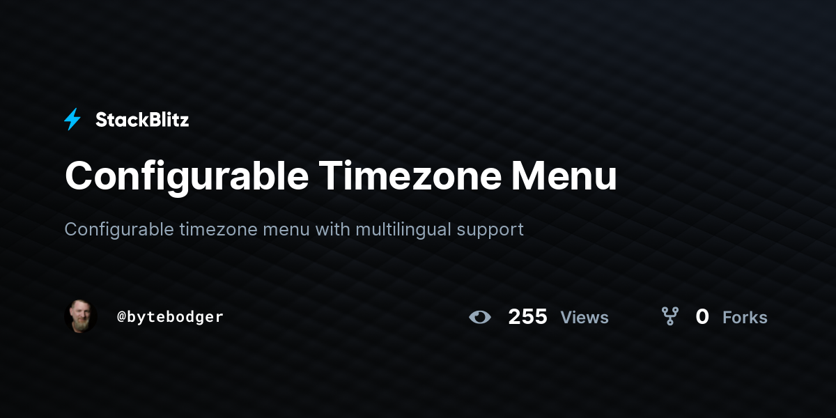 Configurable Timezone Menu - StackBlitz